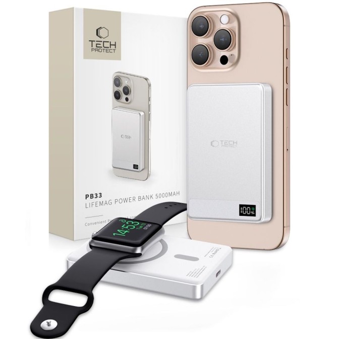 Tech-Protect MagSafe LifeMag 5000maH Power Bank with Wireless Charging ...