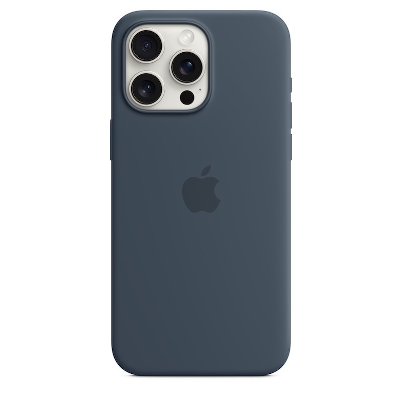 iPhone 15 Pro Max Silicone Case with MagSafe - Storm Blue MT1P3ZM/A ...