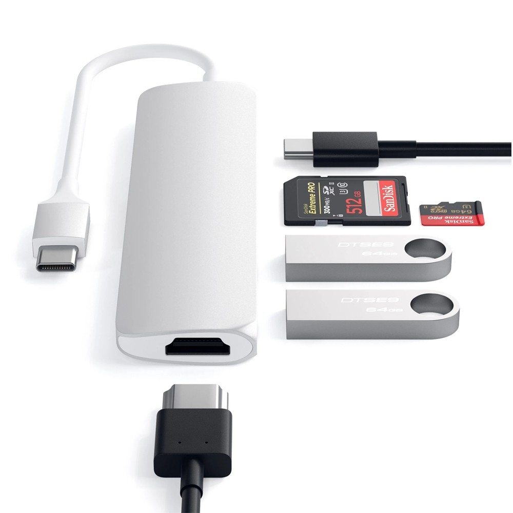 Satechi Type-C Slim Multimedia V2 Silver adapter ST-SCMA2S price 79 ...
